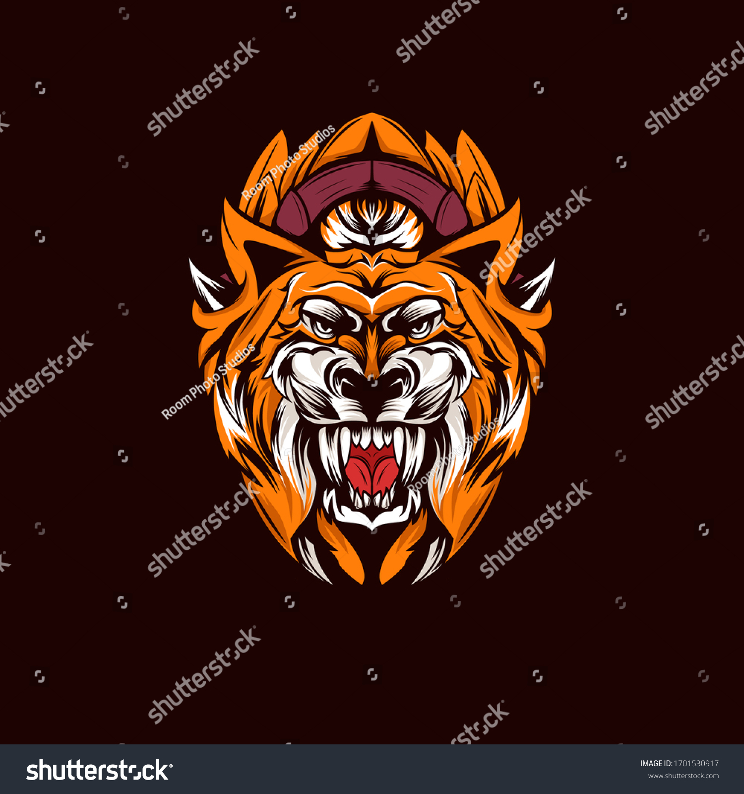 Scared Tiger Head Illustration Premium Vector Stock Vector (Royalty ...