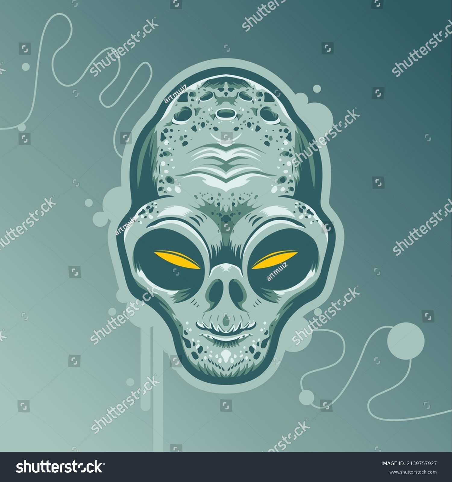 Scary Alien Head Vector Graphic Stock Vector (Royalty Free) 2139757927 ...