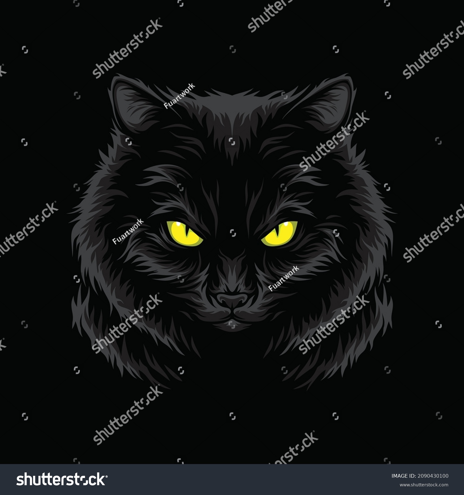 Scary Cat Face Illustration Vector Stock Vector (Royalty Free ...