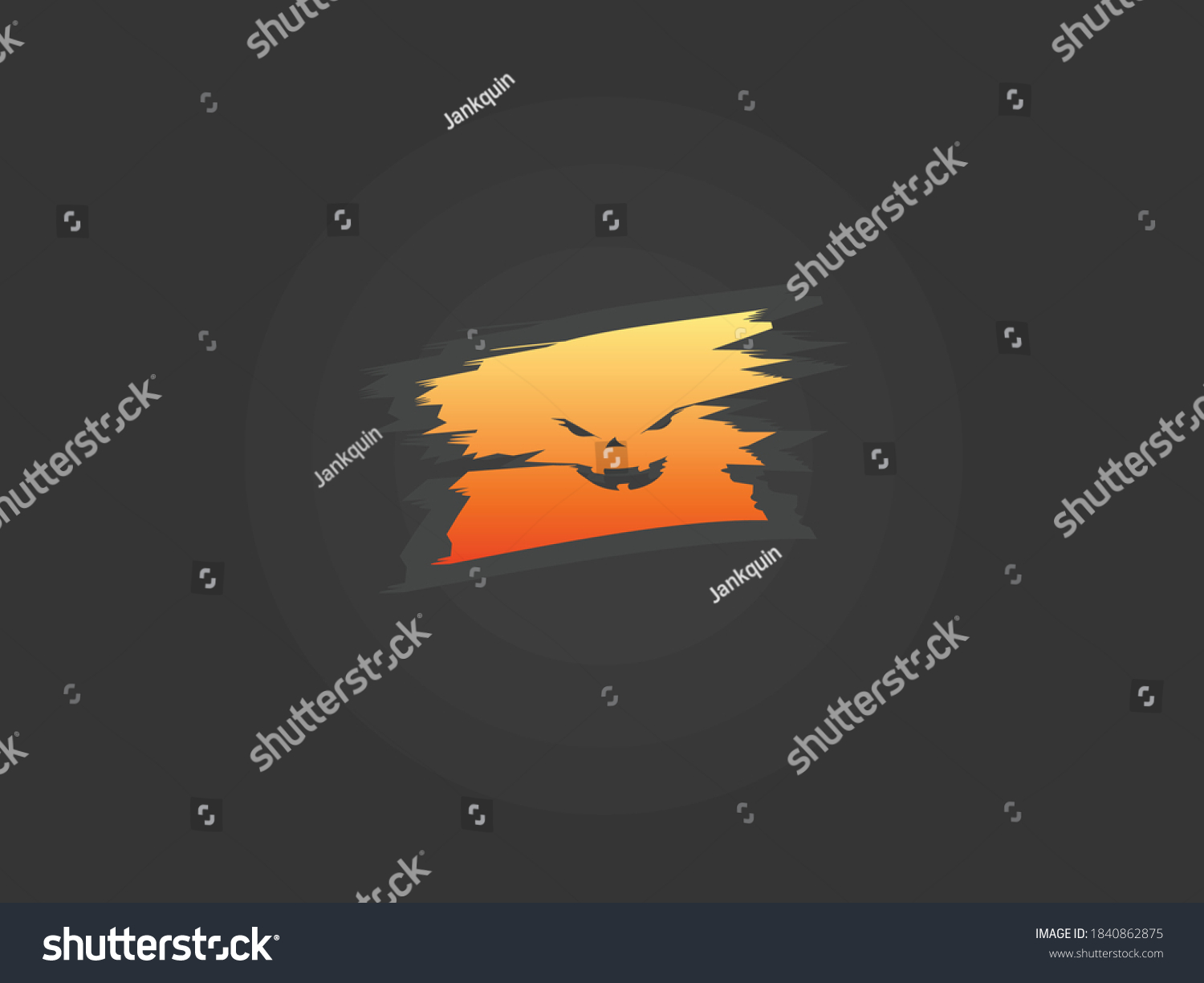 Scary Face Black Background Vector Illustration Stock Vector (Royalty ...