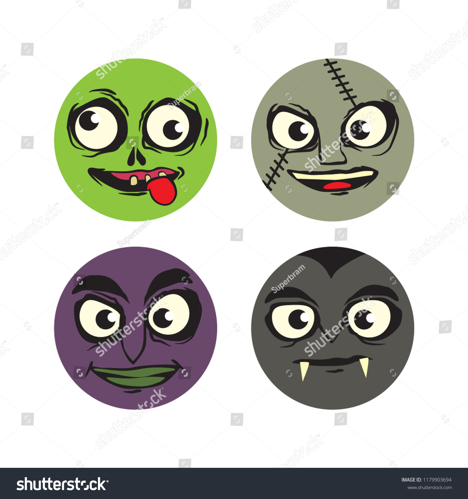 Scary Face Character Set: vetor stock (livre de direitos) 1179903694 ...