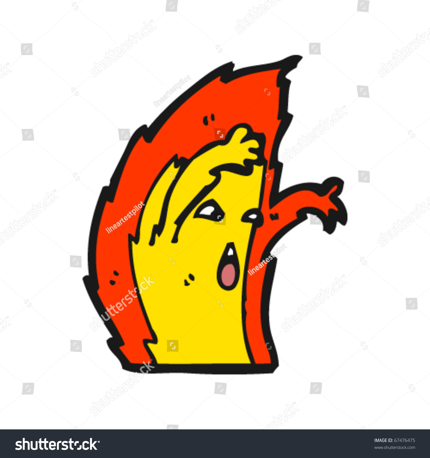 caricatura de fuego aterrador: vector de stock (libre de regalías ...
