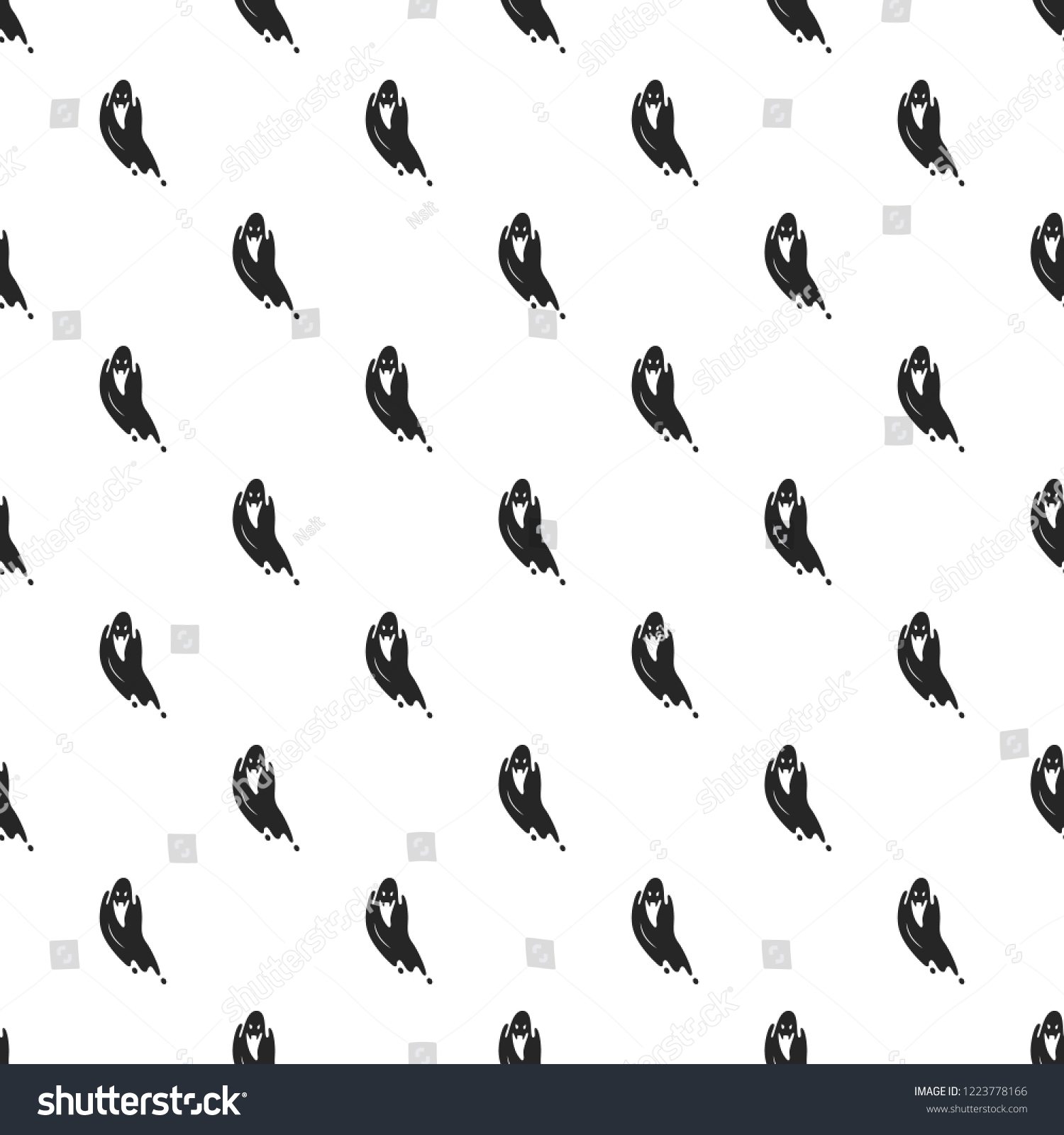Scary Ghost Pattern Seamless Repeat Background: vector de stock (libre ...
