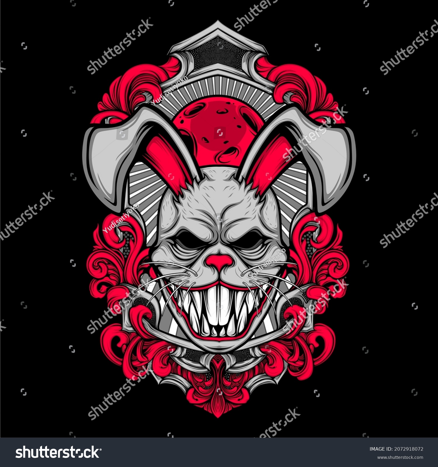 Scary Rabbit Head Awesome Background Stock Vector (Royalty Free ...