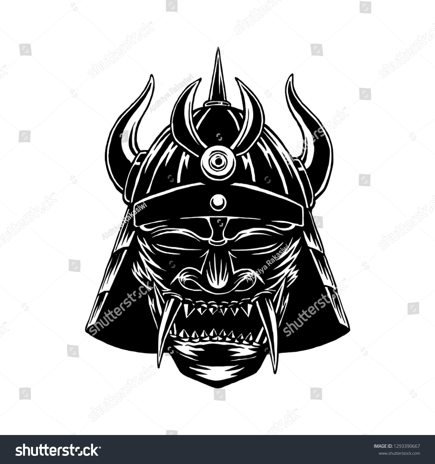 Scary Samurai Helm Illustration Isolated Vector Stock Vector (Royalty ...