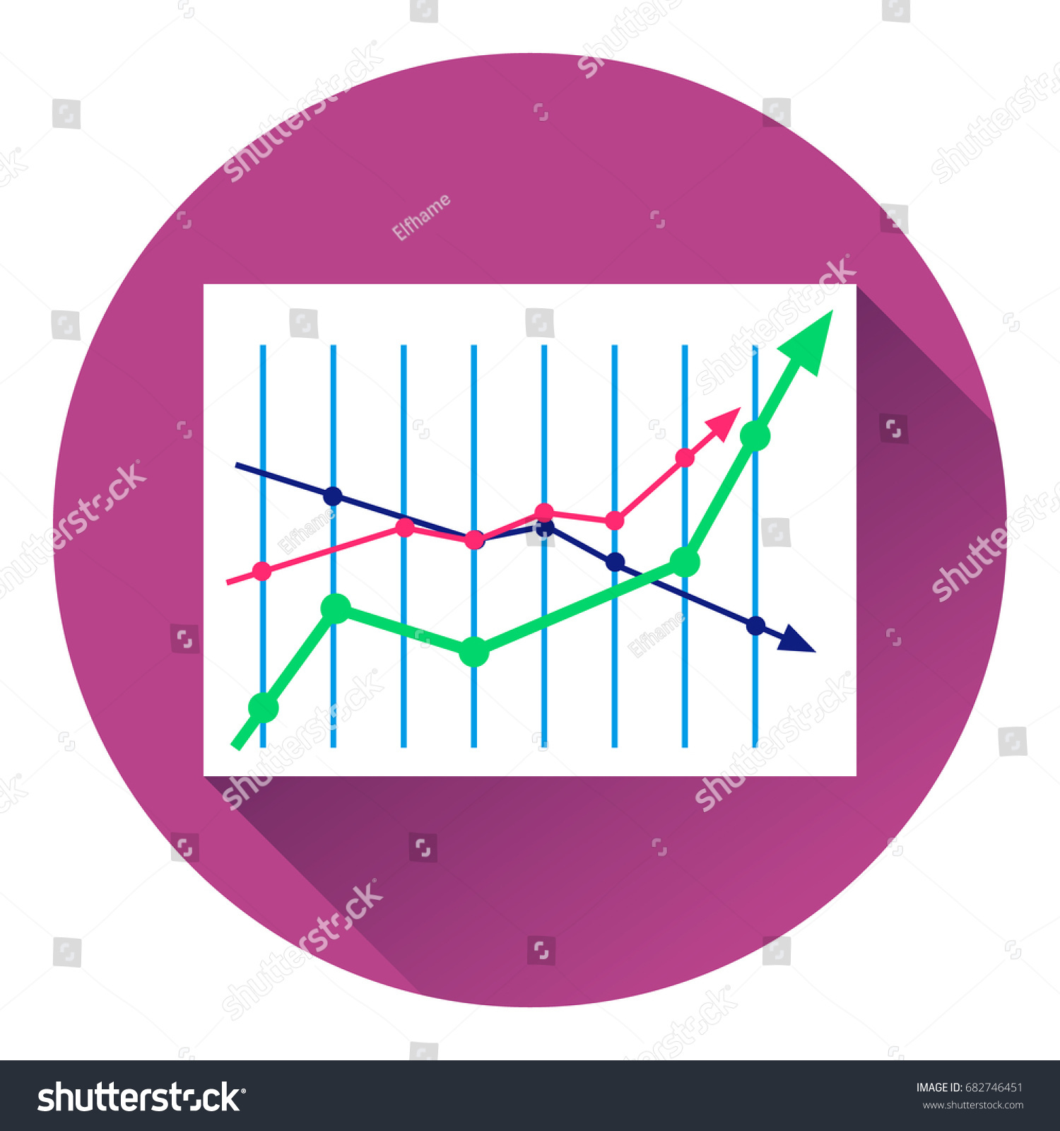 Schedule Arrow Icon Flat Style Chart Stock Vector (Royalty Free) 682746451