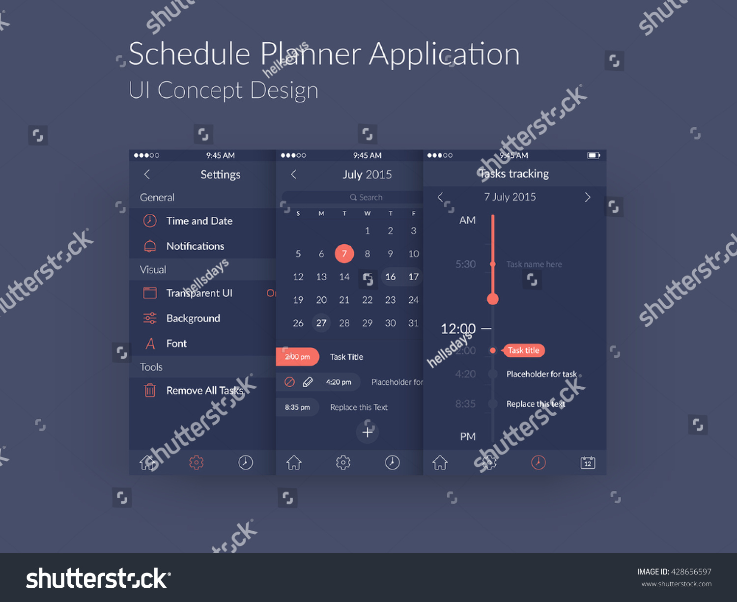 일정 계획자 응용 프로그램 UI 개념, 스톡 벡터(로열티 프리) 428656597 | Shutterstock