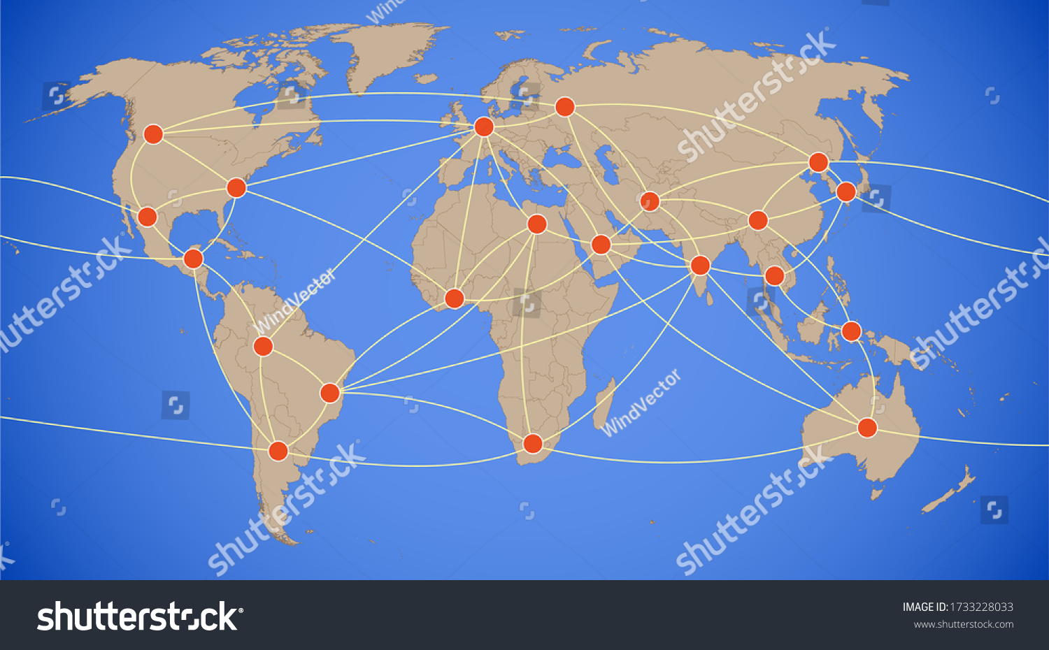 Schematic Vector Map Intercontinental Communication Channels Stock ...