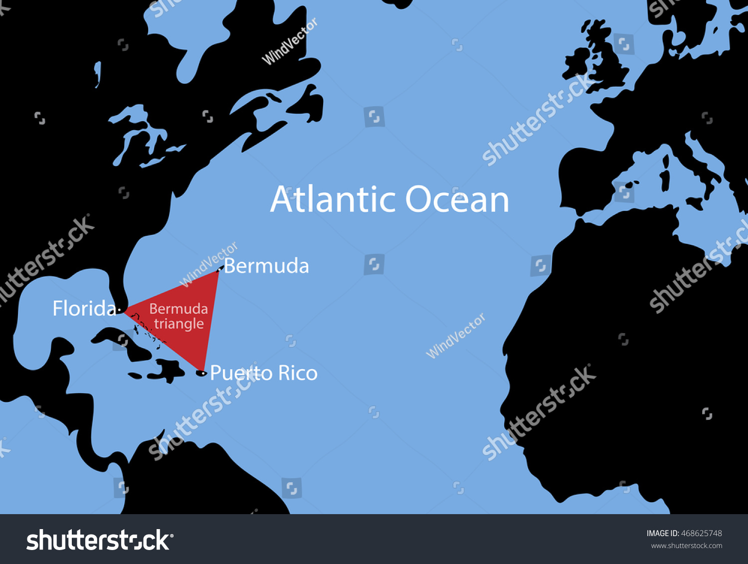 Schematic Vector Map Bermuda Triangle Stock Vector (Royalty Free) 468625748