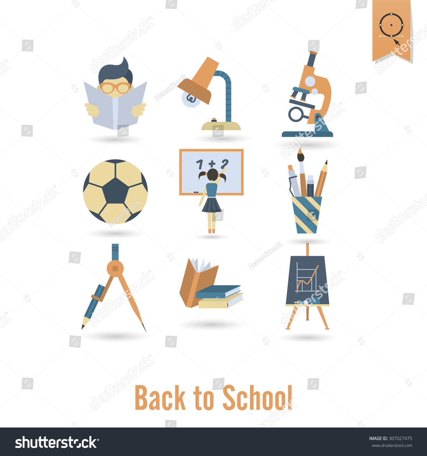 School Education Icon Set Flat Design Stock Vector (Royalty Free) 307027475 | Shutterstock