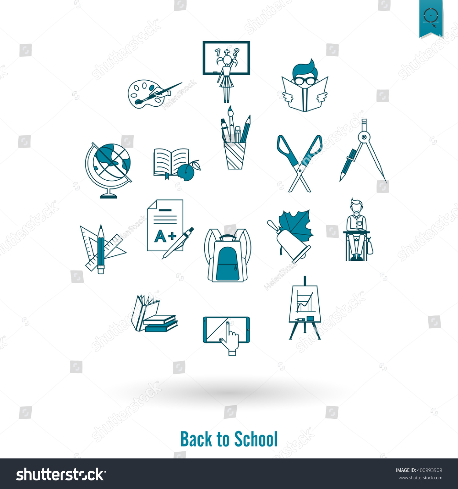 School Education Icon Set Flat Design Stock Vector (Royalty Free) 400993909 | Shutterstock