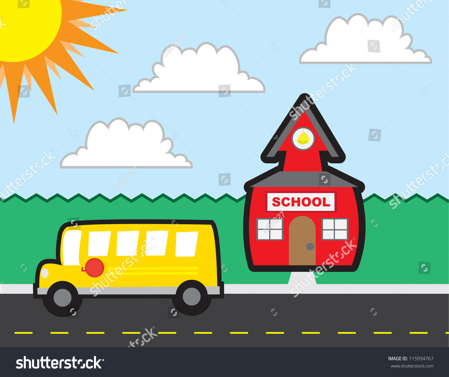 School School Bus Scene Stock Vector (Royalty Free) 115934767