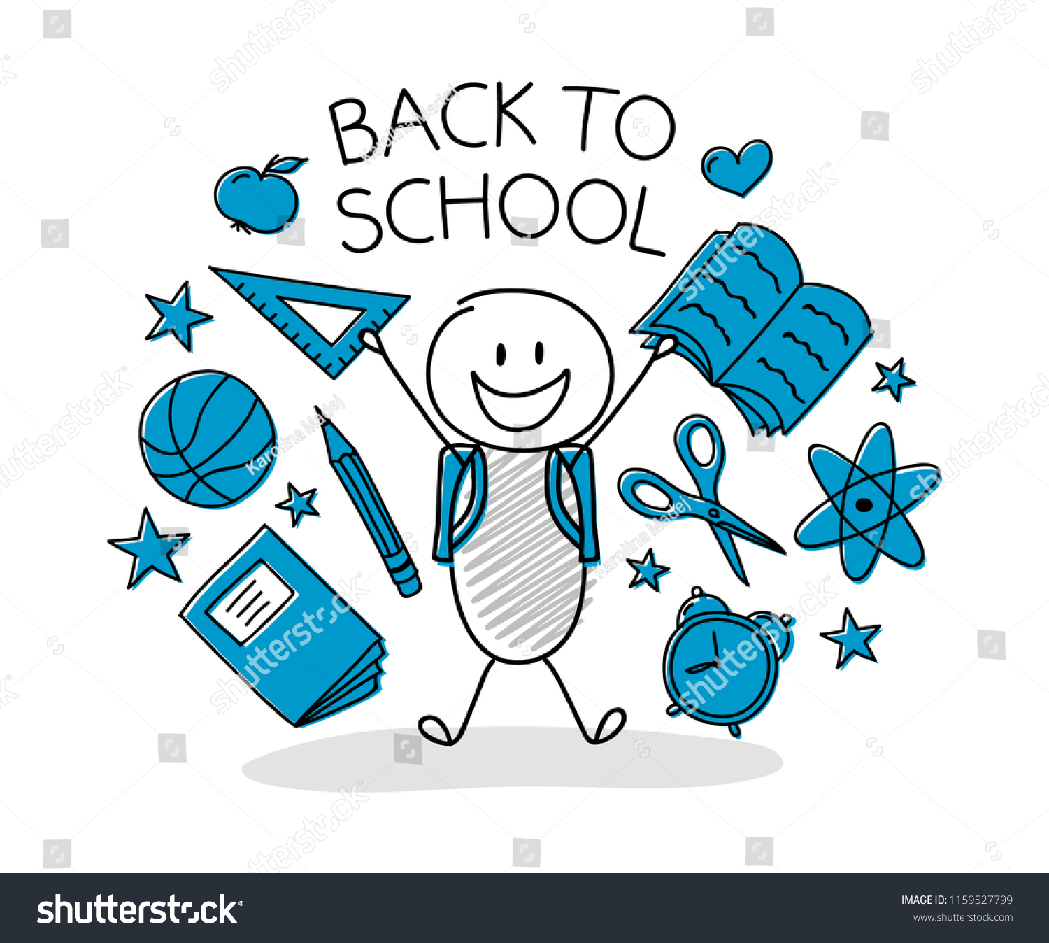 School Background Happy Stickman Vector Stock Vector (Royalty Free ...