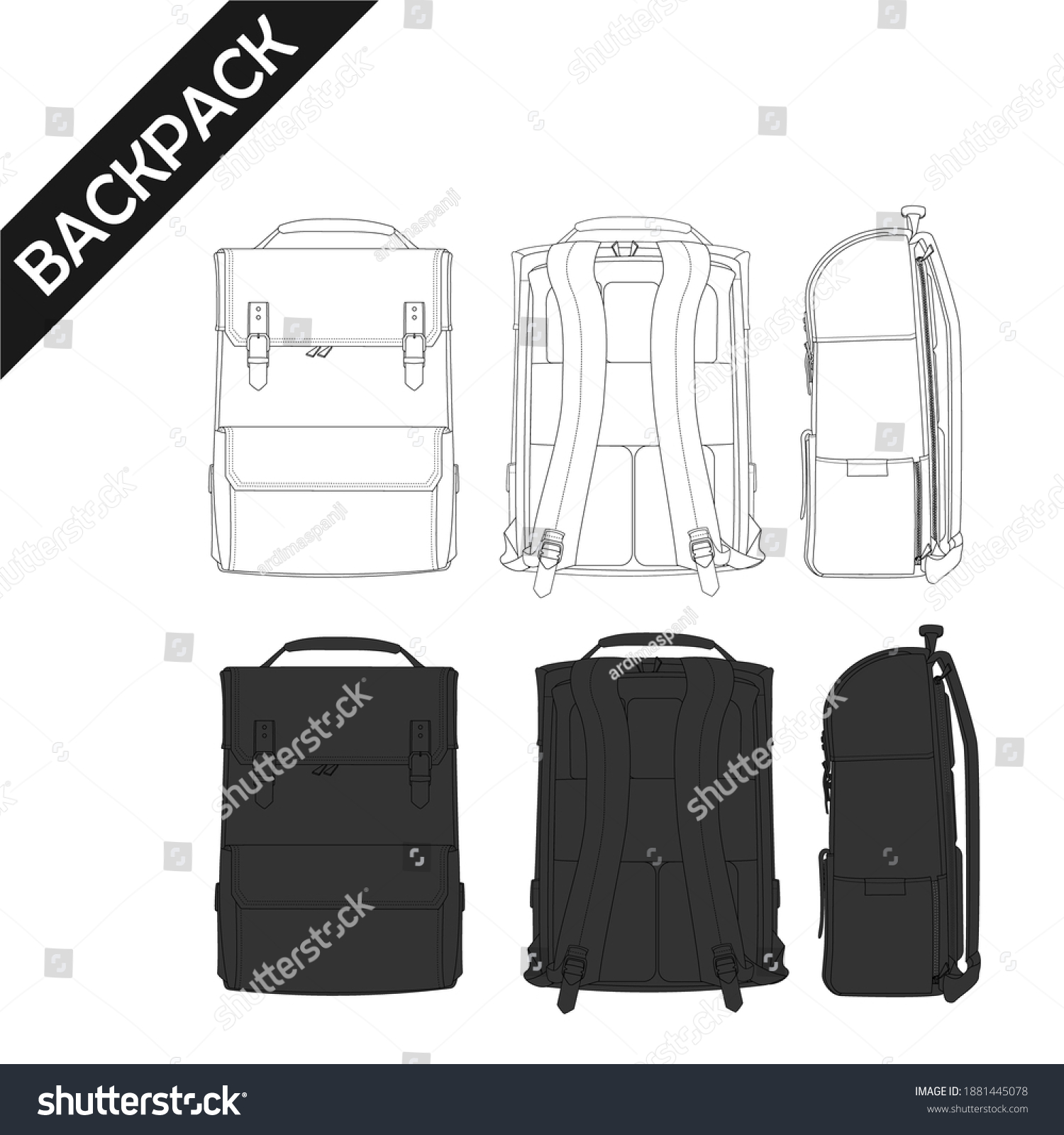 School Backpack Design Comercial Use Stock Vector (Royalty Free ...