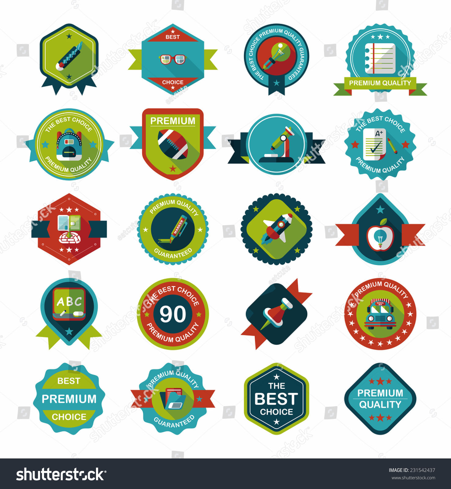School Badge Banner Design Flat Background Stock Vector 231542437 ...