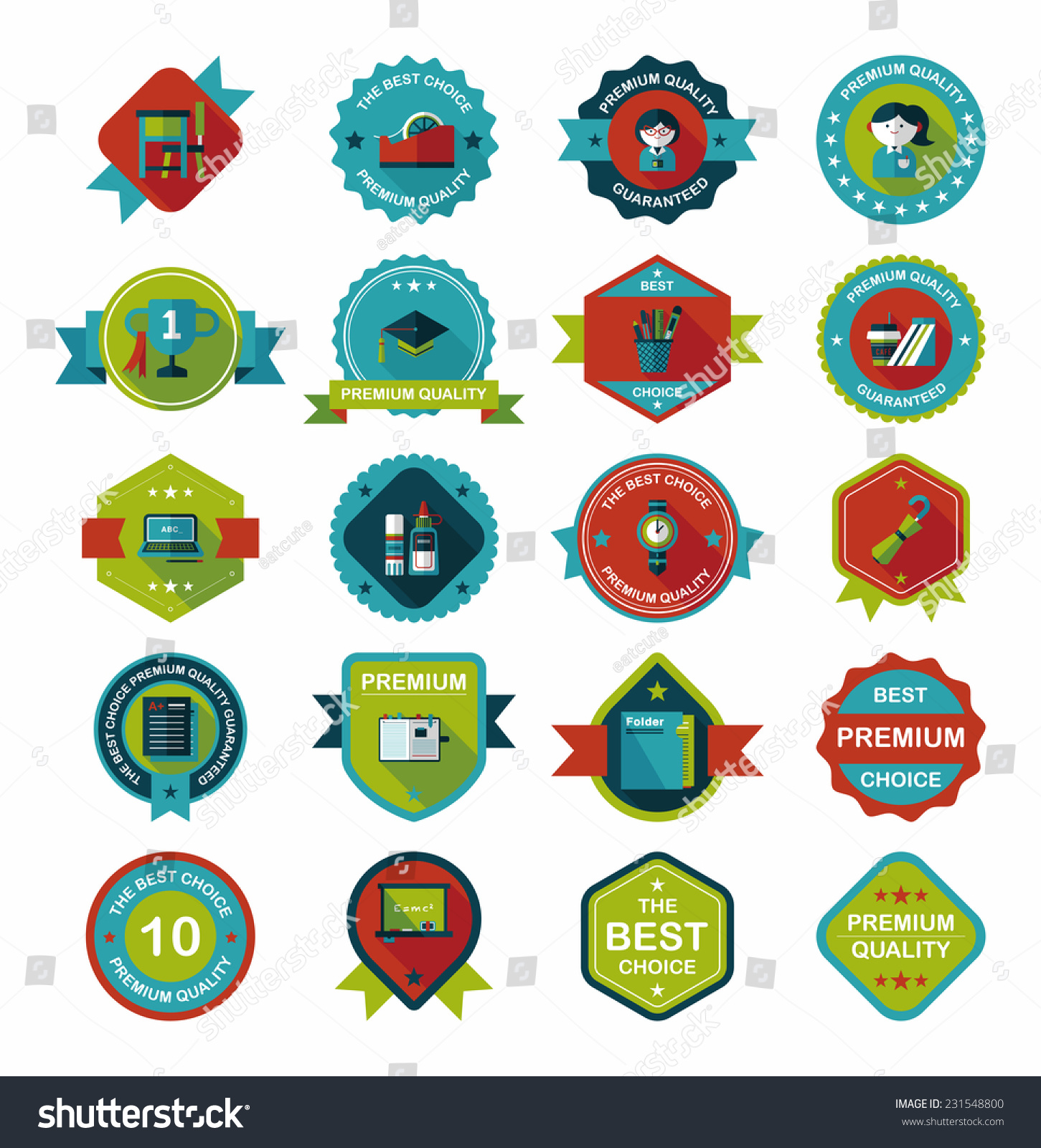 School Badge Banner Design Flat Background Stock Vector (Royalty Free ...