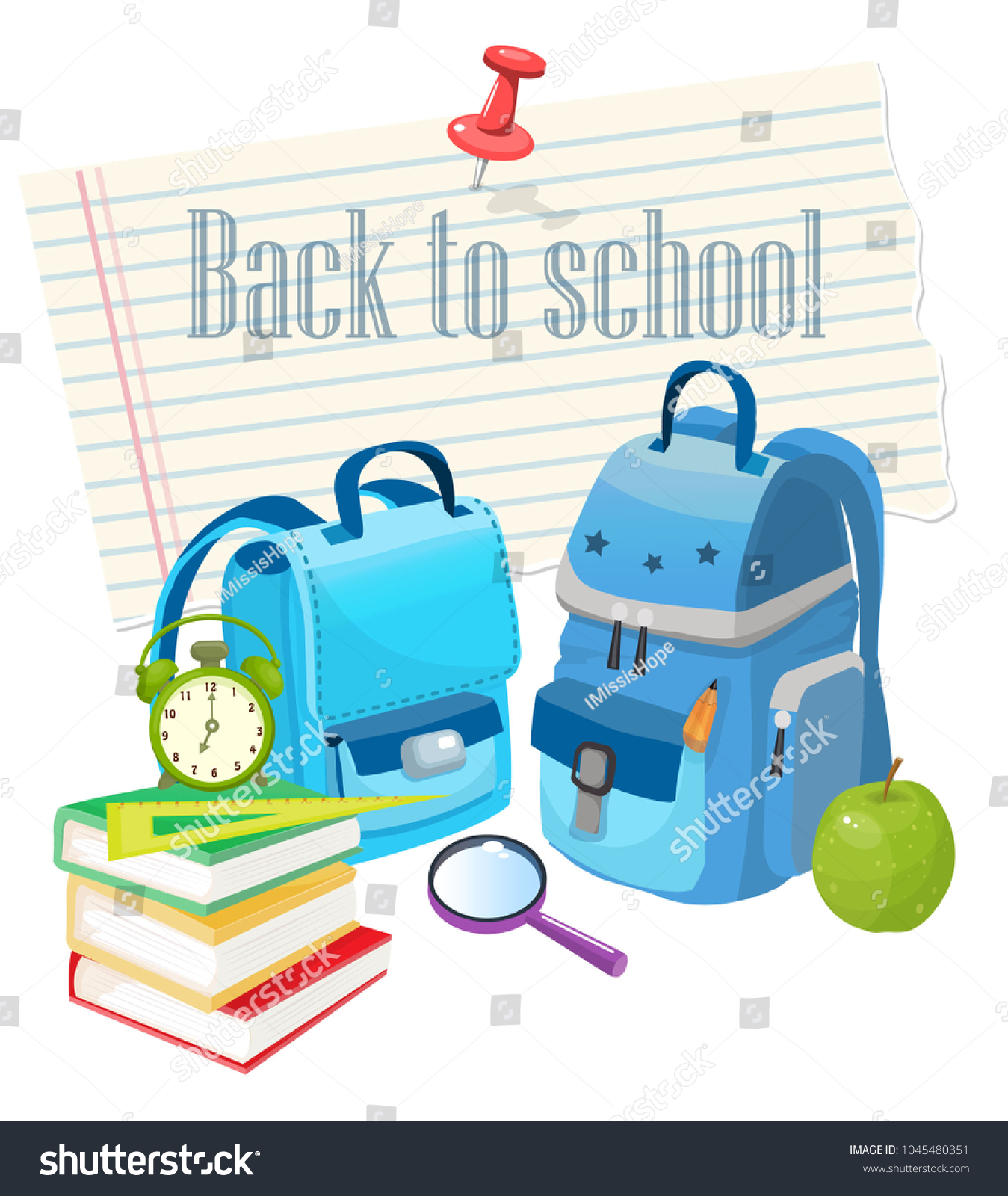 School Bag School Objects Stock Vector (Royalty Free) 1045480351 ...
