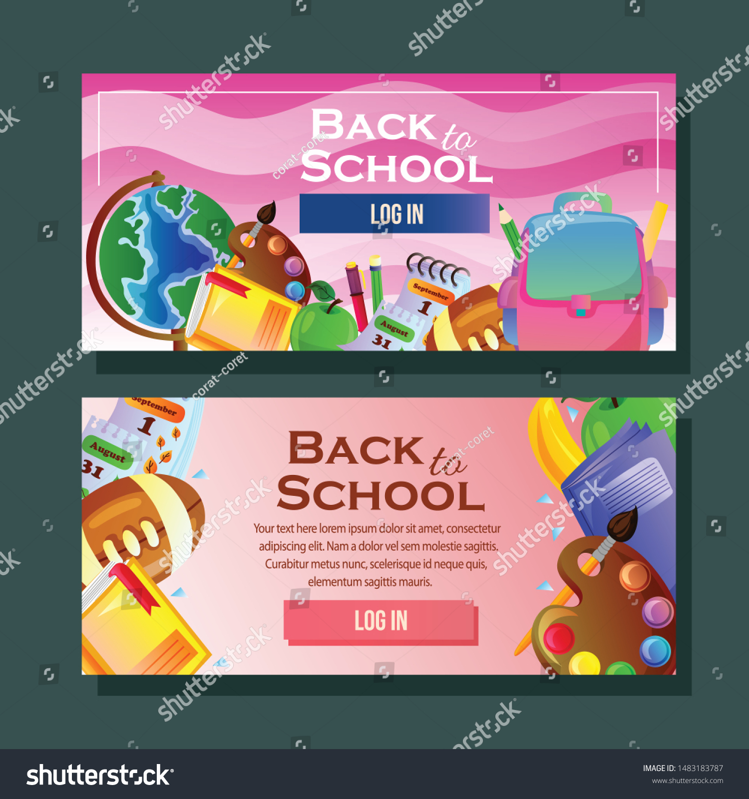 School Banner Horizontal School Objects Vector Stock Vector (Royalty ...