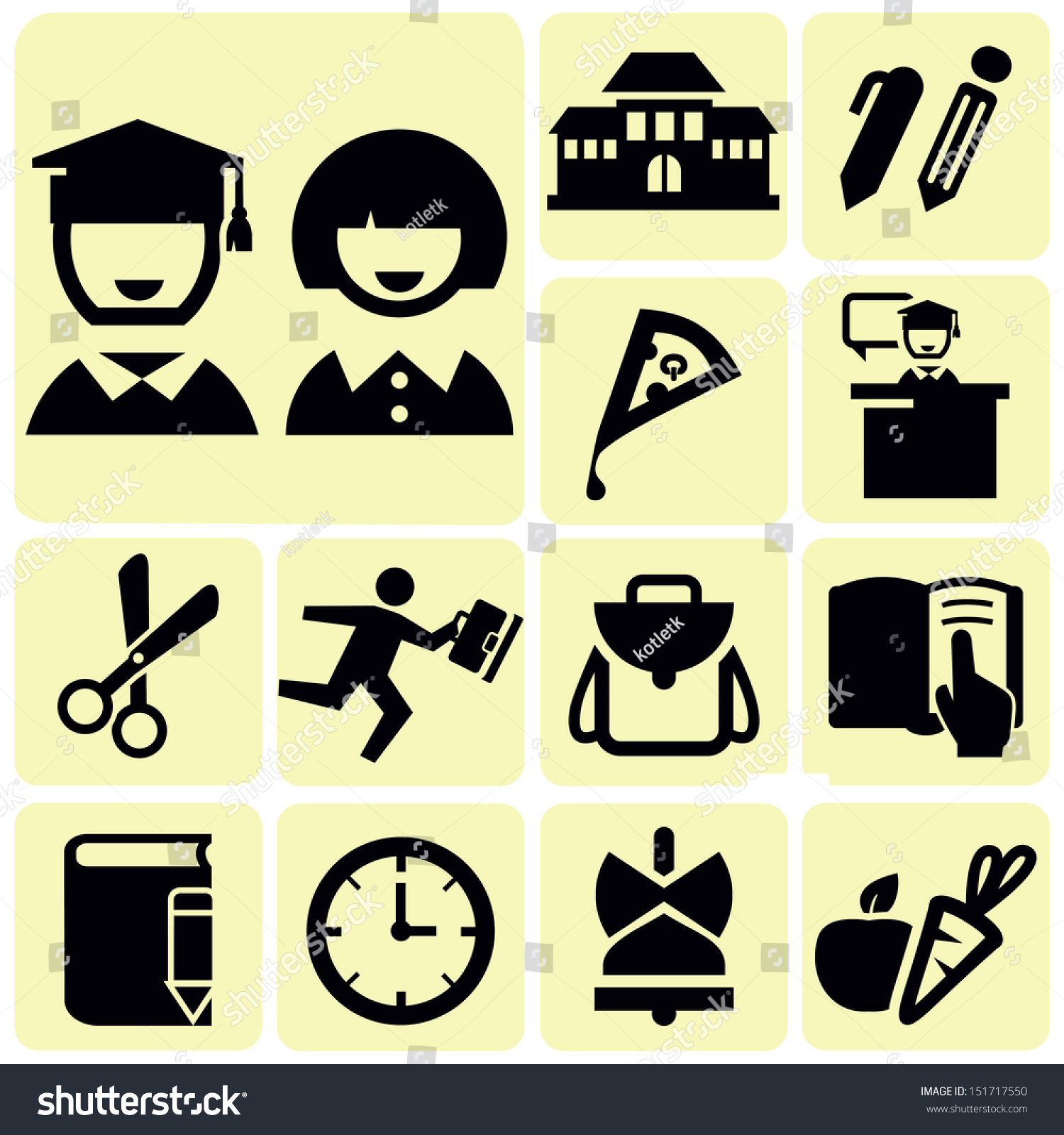 School Black Icons Stock Vector (Royalty Free) 151717550