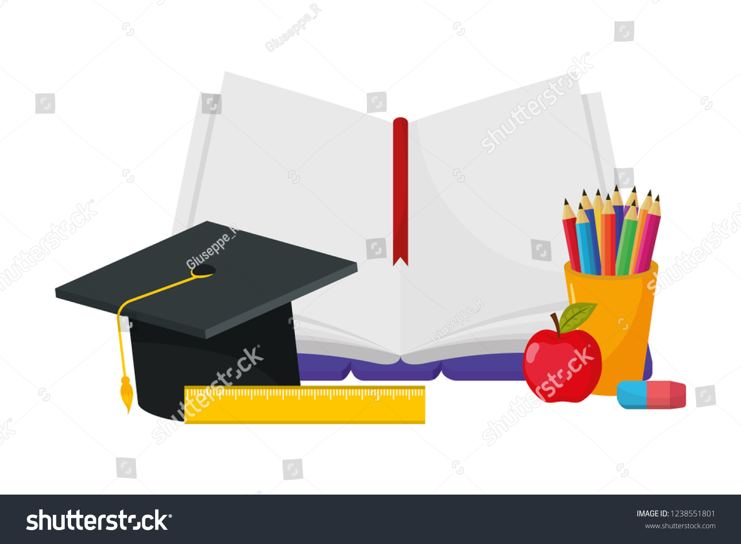 School Book Cartoon: เวกเตอร์สต็อก (ปลอดค่าลิขสิทธิ์) 1238551801 ...