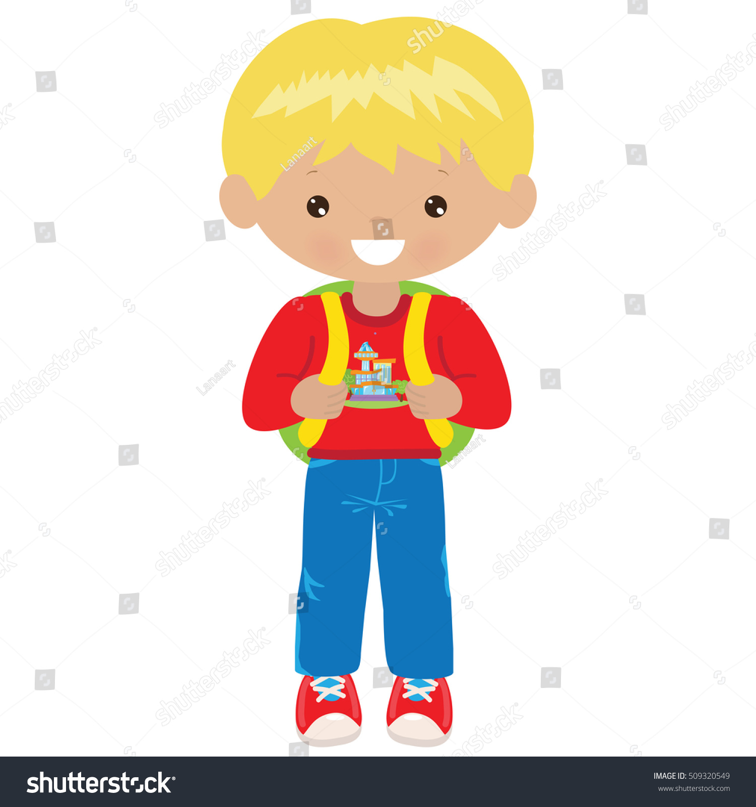 School Boy Vector Cartoon Illustration: vector de stock (libre de ...