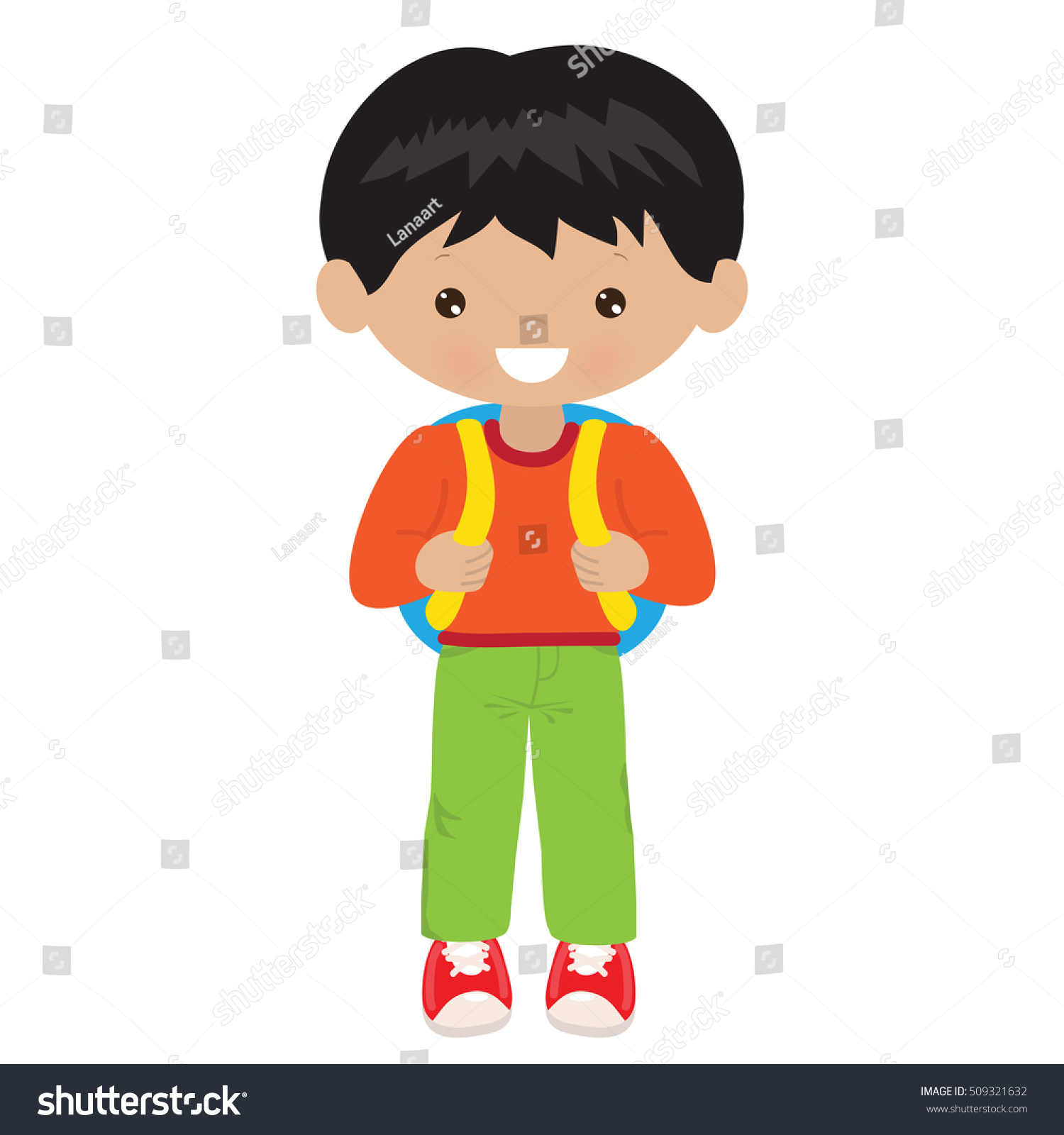 Vektor Stok School Boy Vector Cartoon Illustration (Tanpa Royalti ...