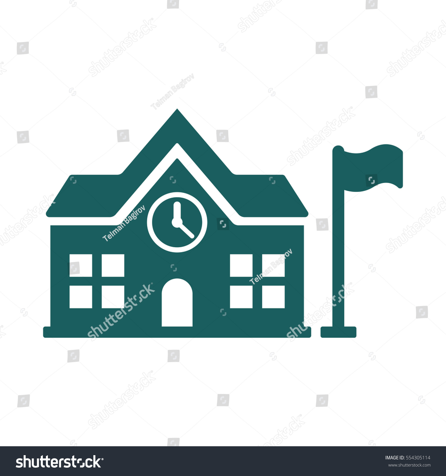 School Building Icon On White Background: เวกเตอร์สต็อก (ปลอดค่า ...