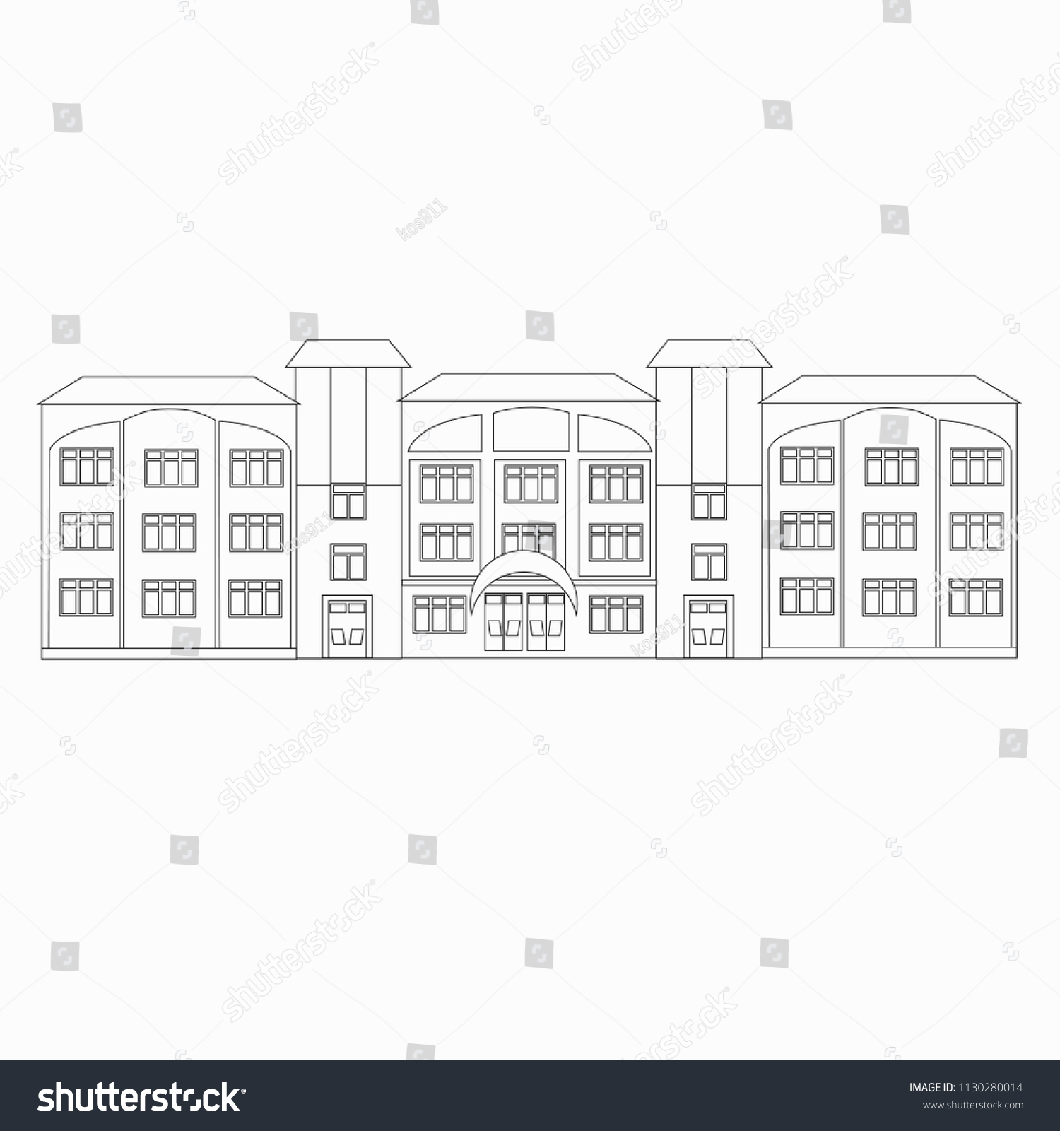 School Buildings Sketch Vector Illustrations Stock Vector (Royalty Free ...