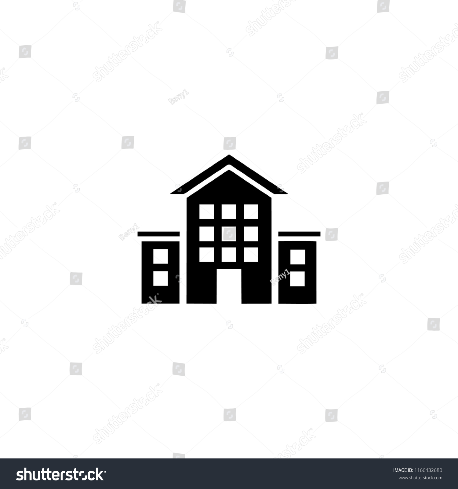 School Building Symbol Stock Vector (Royalty Free) 1166432680 ...