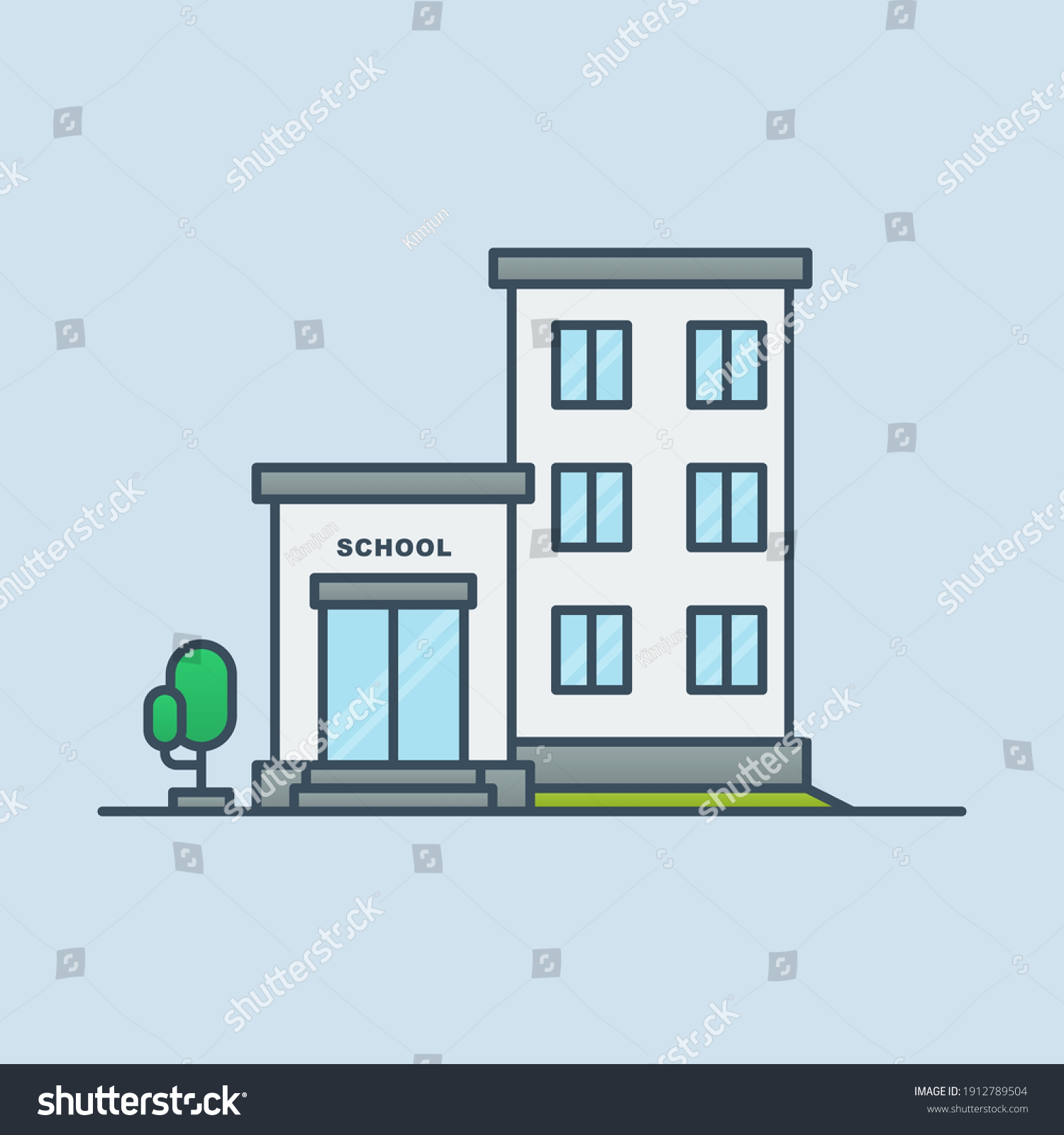 School Building Vector Icon Illustration Stock Vector (Royalty Free ...