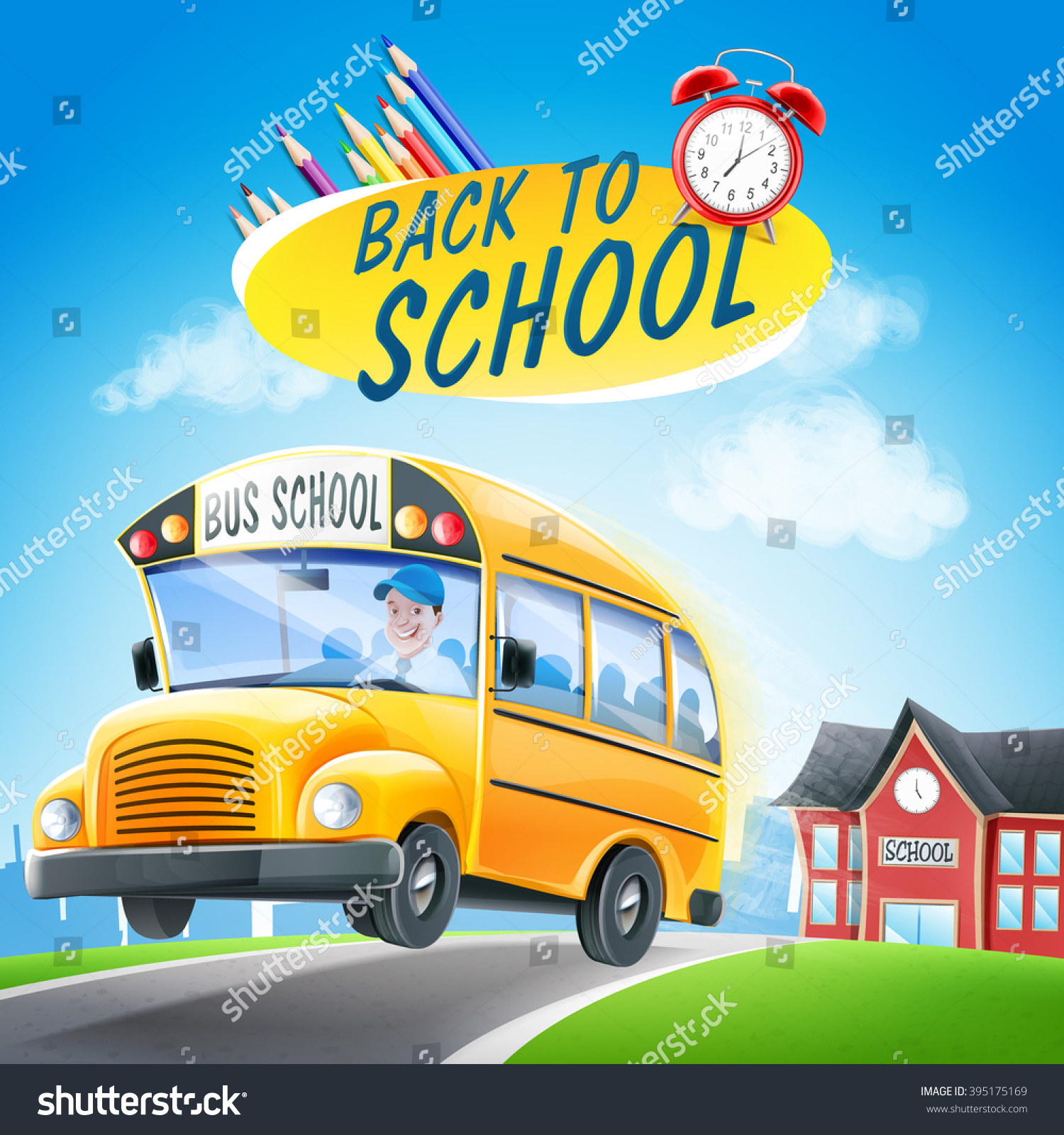 School Bus Banner Stock Vector (Royalty Free) 395175169