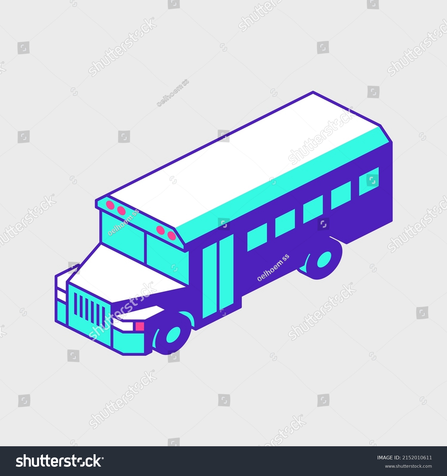 School Bus Isometric Vector Icon Illustration Stock Vector (Royalty ...