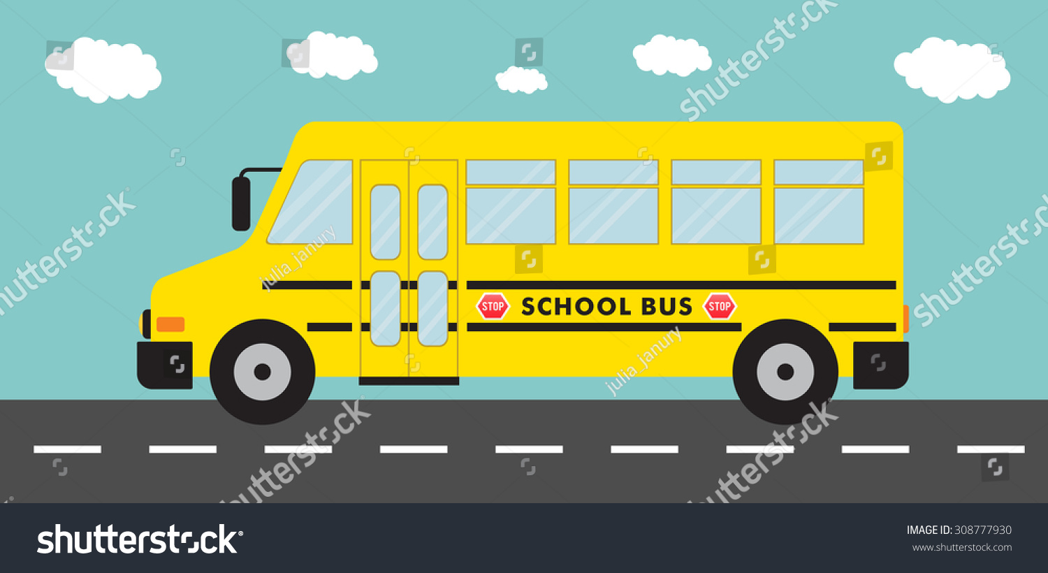 School Bus On Road Stock Vector (Royalty Free) 308777930