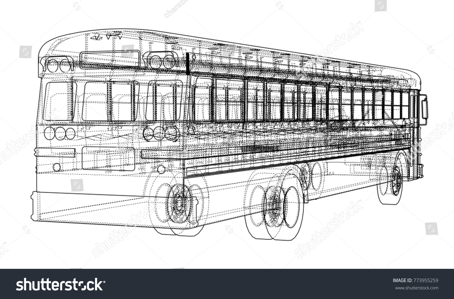 School Bus Outline Vector Vector Eps10 Stock Vector (Royalty Free ...
