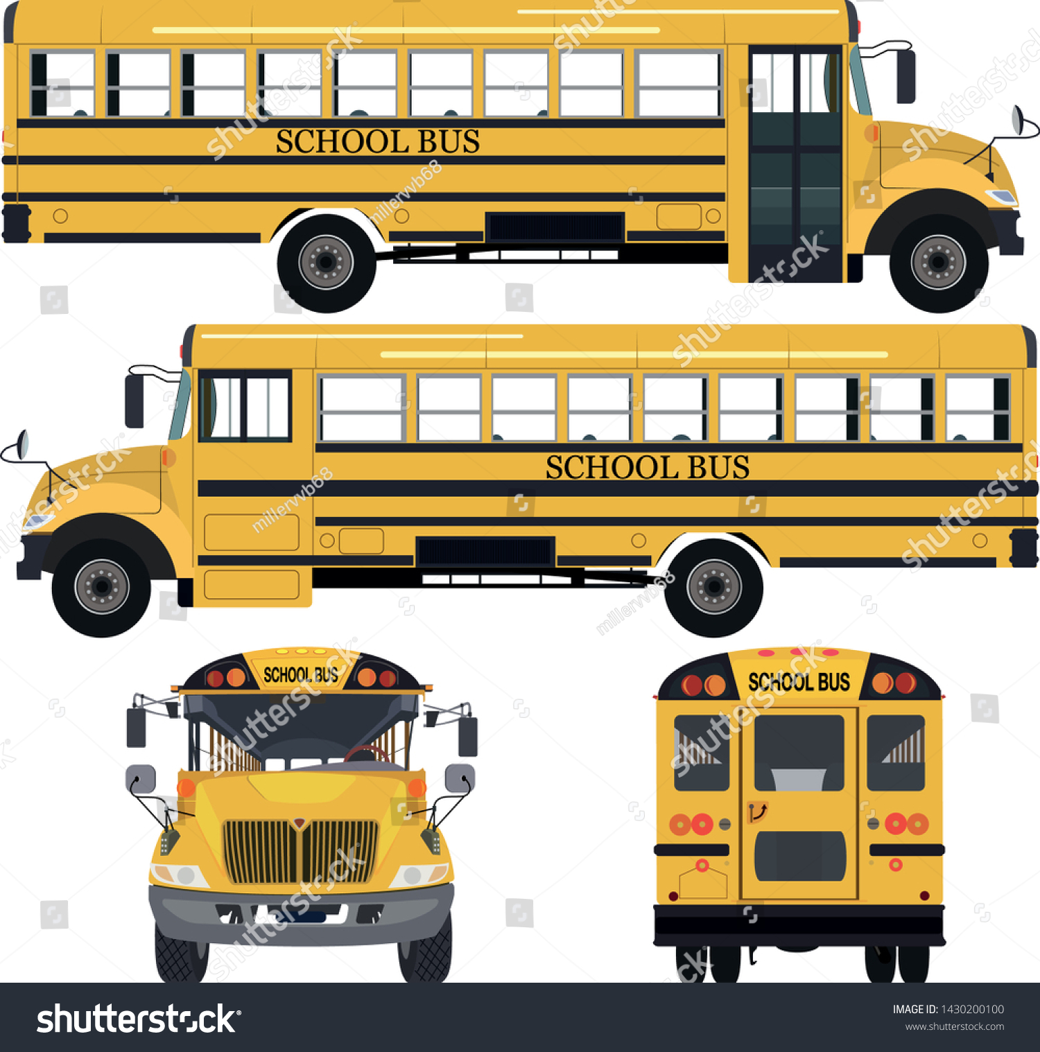 School Bus Vehicle Different Side Stock Vector (Royalty Free) 1430200100