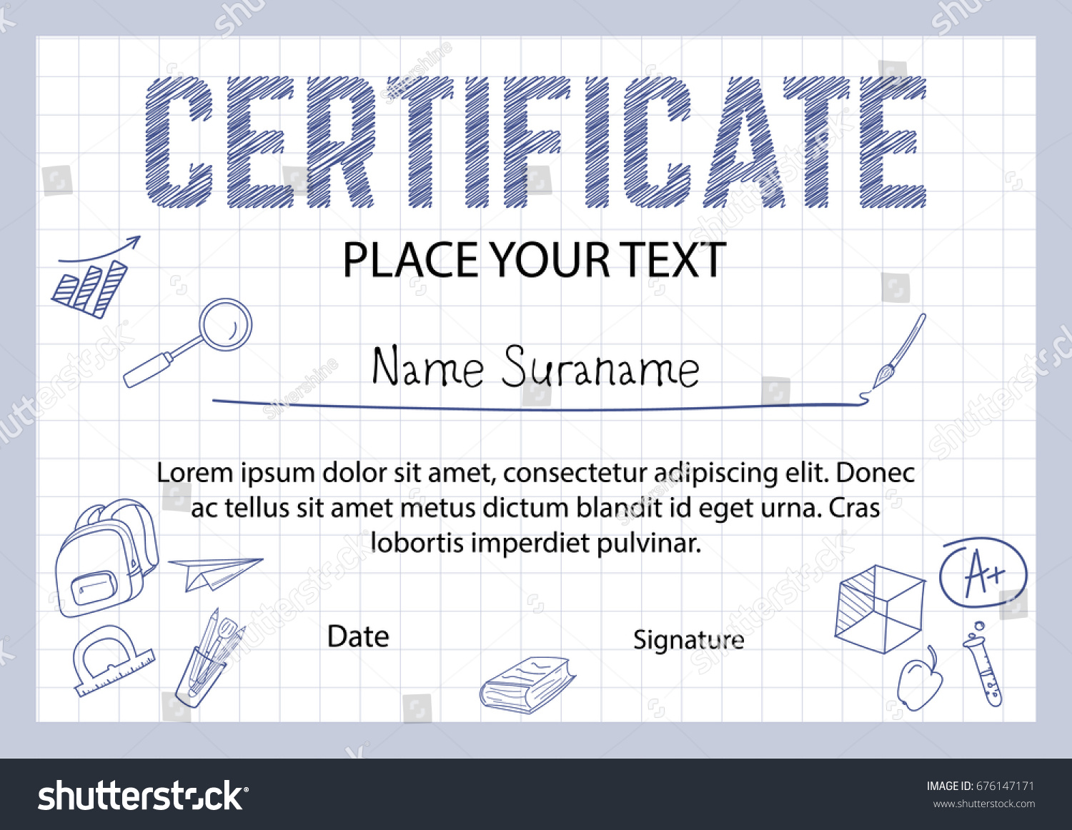 School Certificate Stock Vector (Royalty Free) 676147171 | Shutterstock