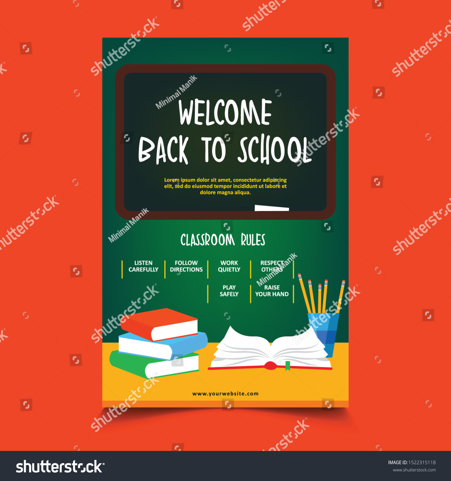 School Classroom Illustration Educational Poster Vector: เวกเตอร์สต็อก ...