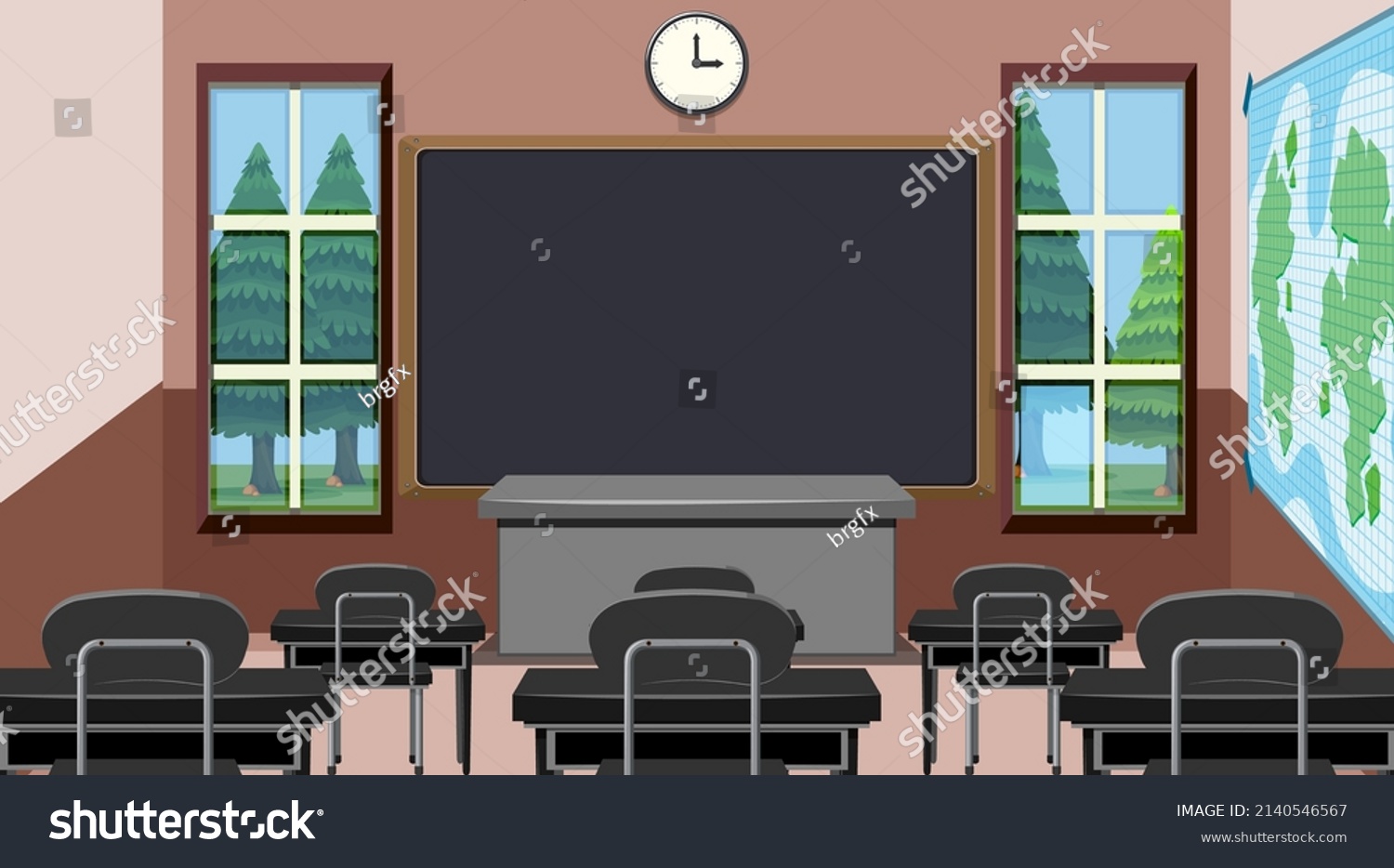 School Classroom Interior Concept Illustration Stock Vector (Royalty ...