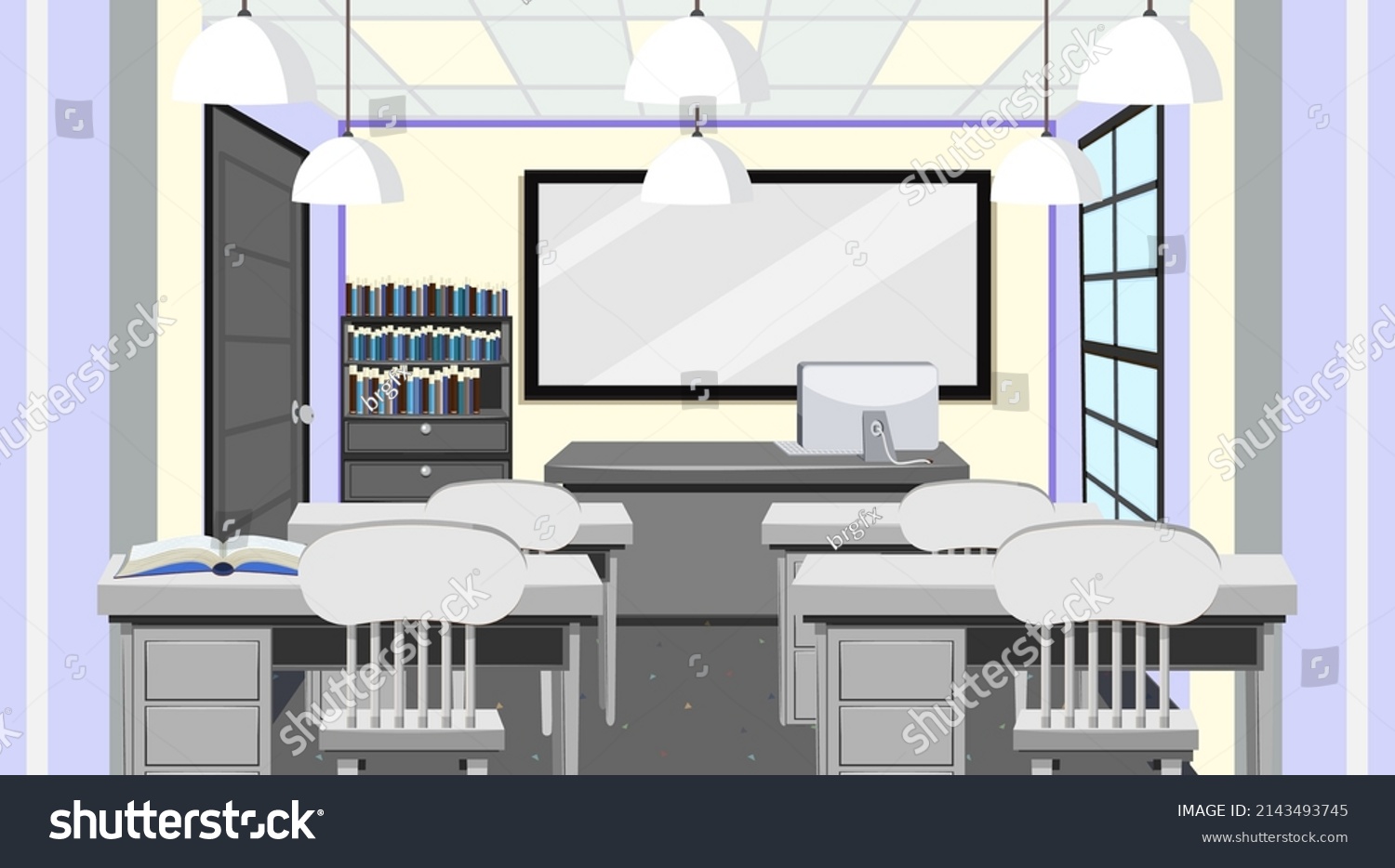 School Classroom Interior Concept Illustration Stock Vector (Royalty ...