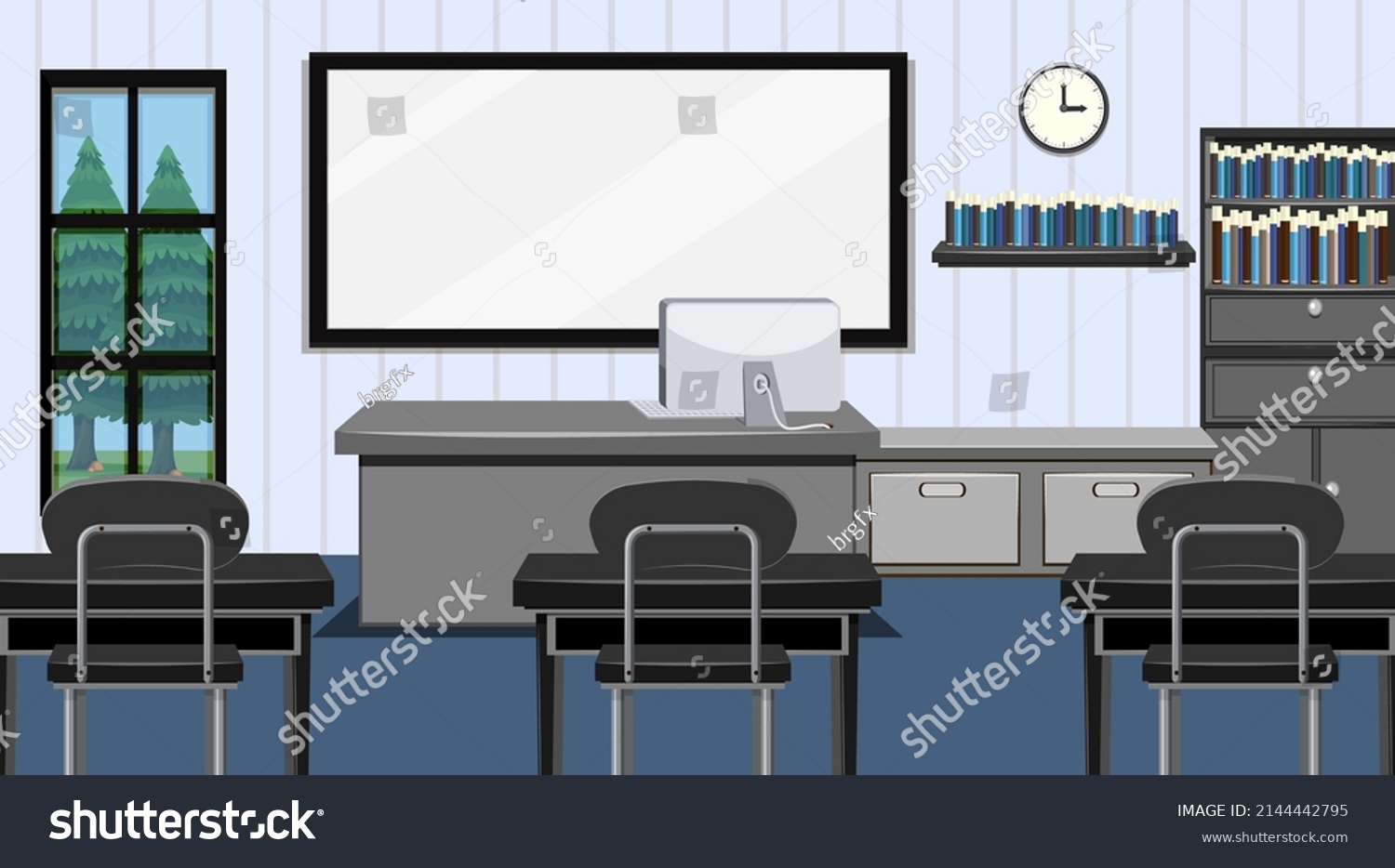 School Classroom Interior Concept Illustration Stock Vector (Royalty ...