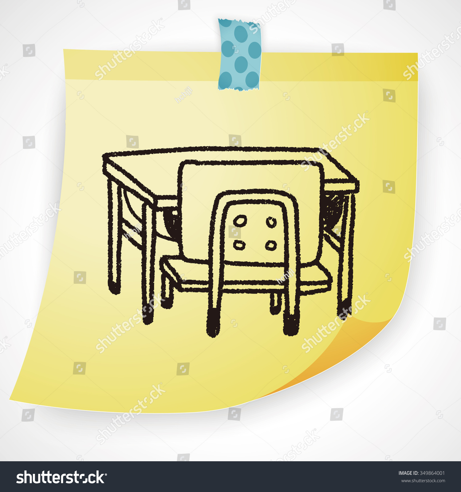 School Desk Doodle Stock Vector (Royalty Free) 349864001