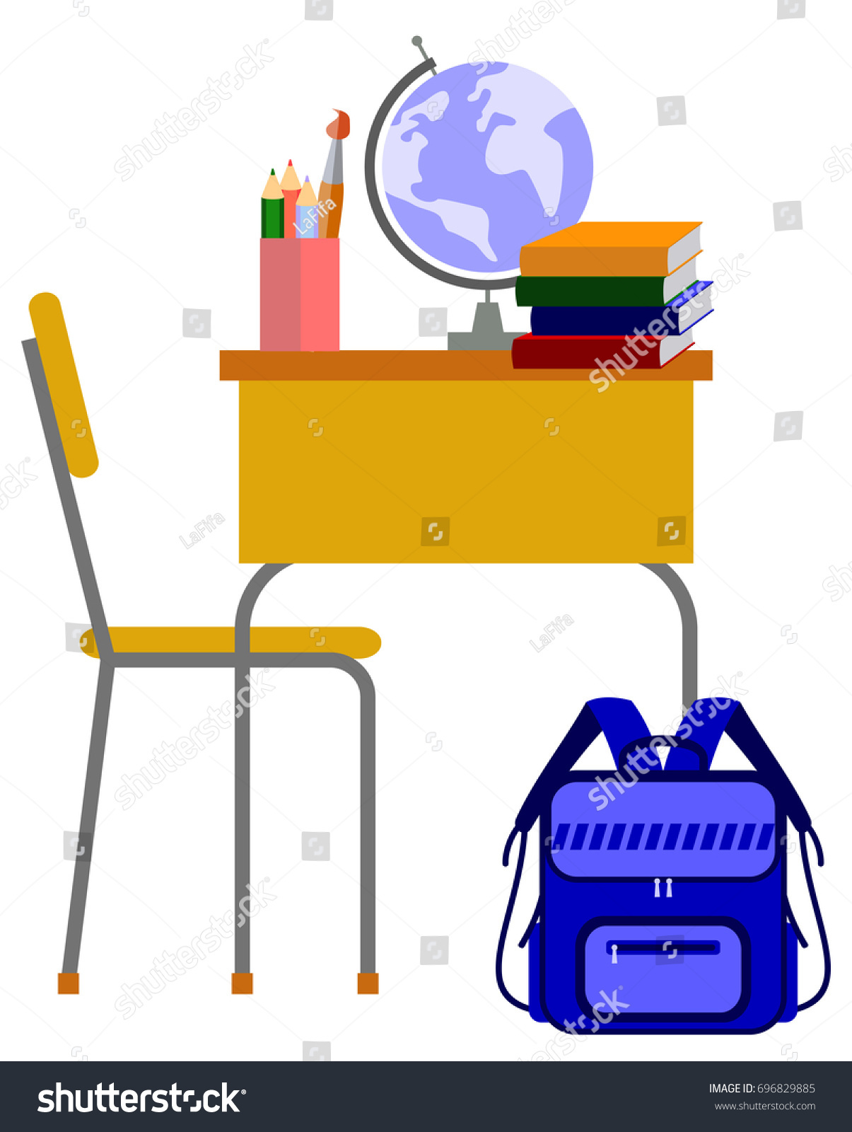 School Desk Vector Clip Art: vector de stock (libre de regalías) 696829885