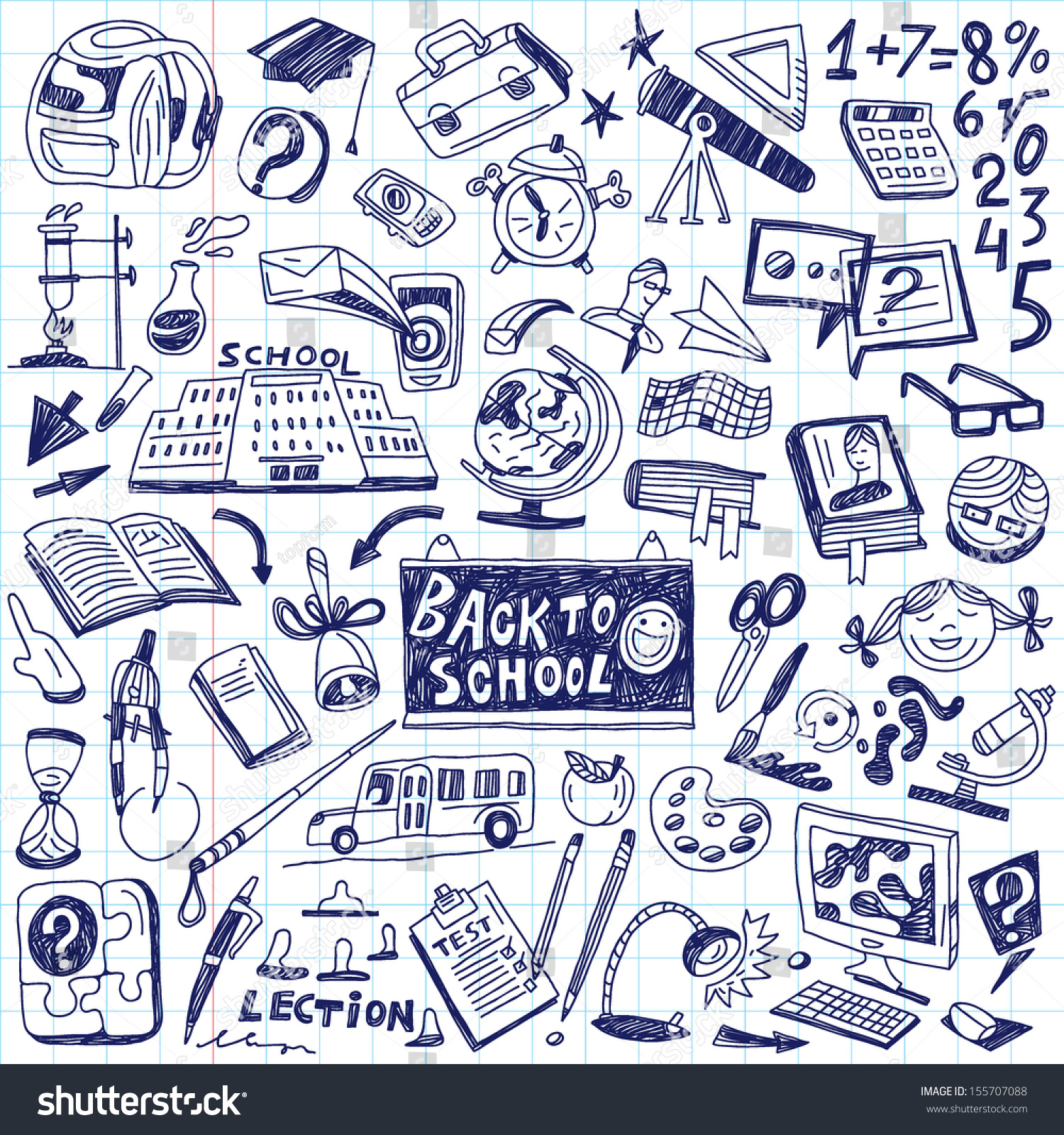 School Education Doodles Stock Vector (Royalty Free) 155707088