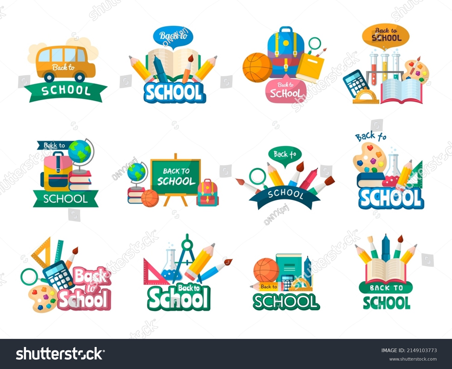 School Emblems Back School Labels Place Stock Vector (Royalty Free ...
