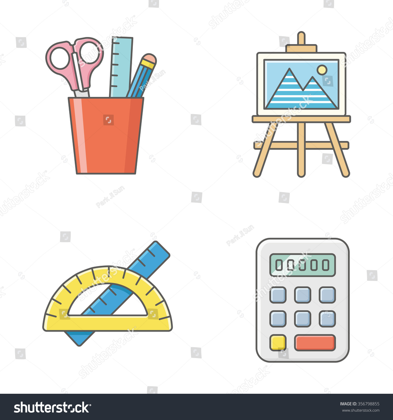 School Equipment Vector Icons Stock Vector (Royalty Free) 356798855