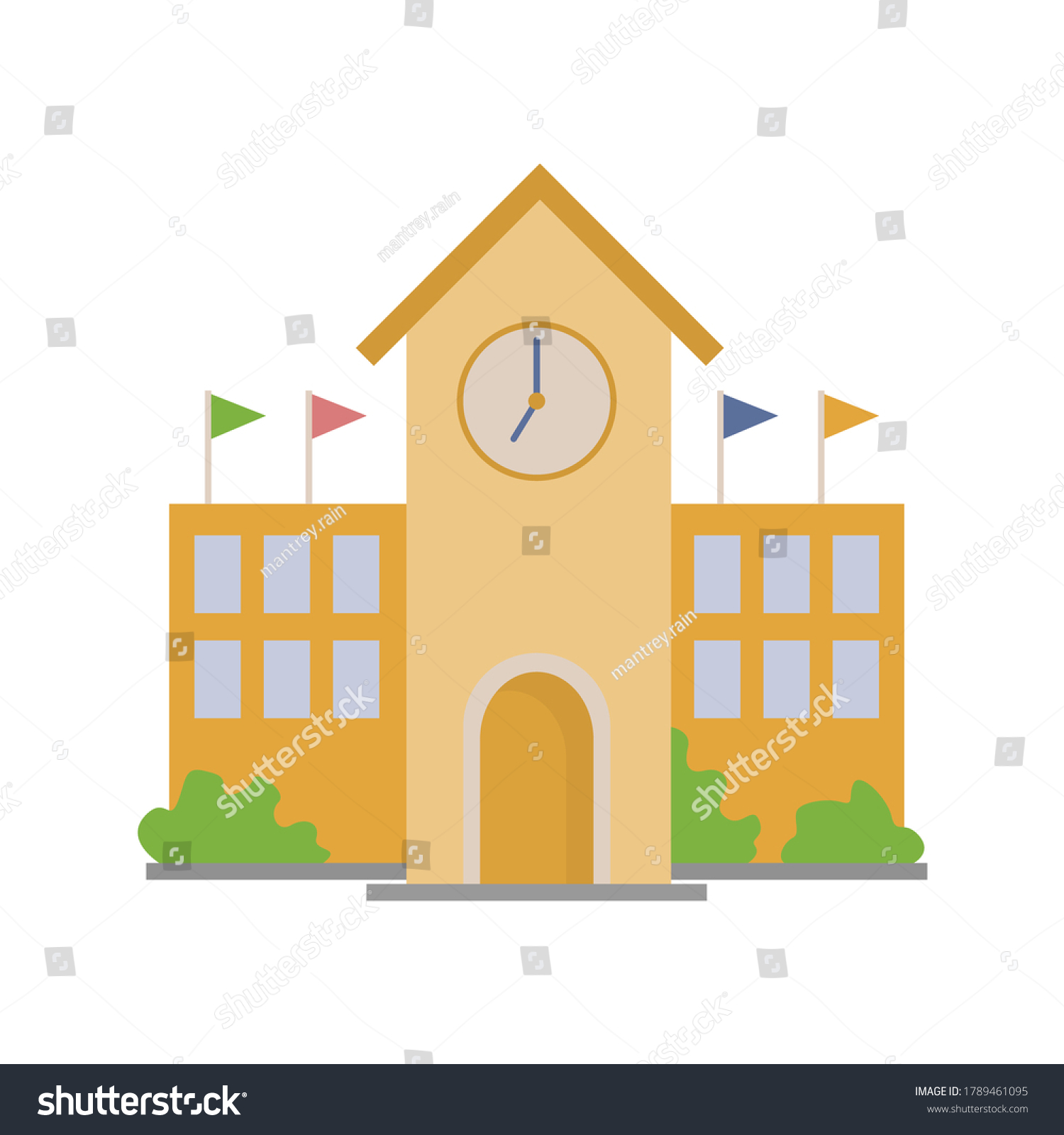 School Flat Icon School Building Illustration Stock Vector (Royalty ...