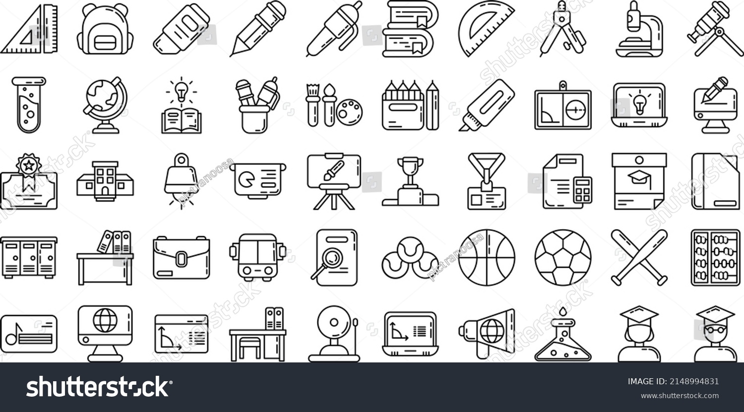 School Icon Set On Transparent Background Stock Vector (Royalty Free ...