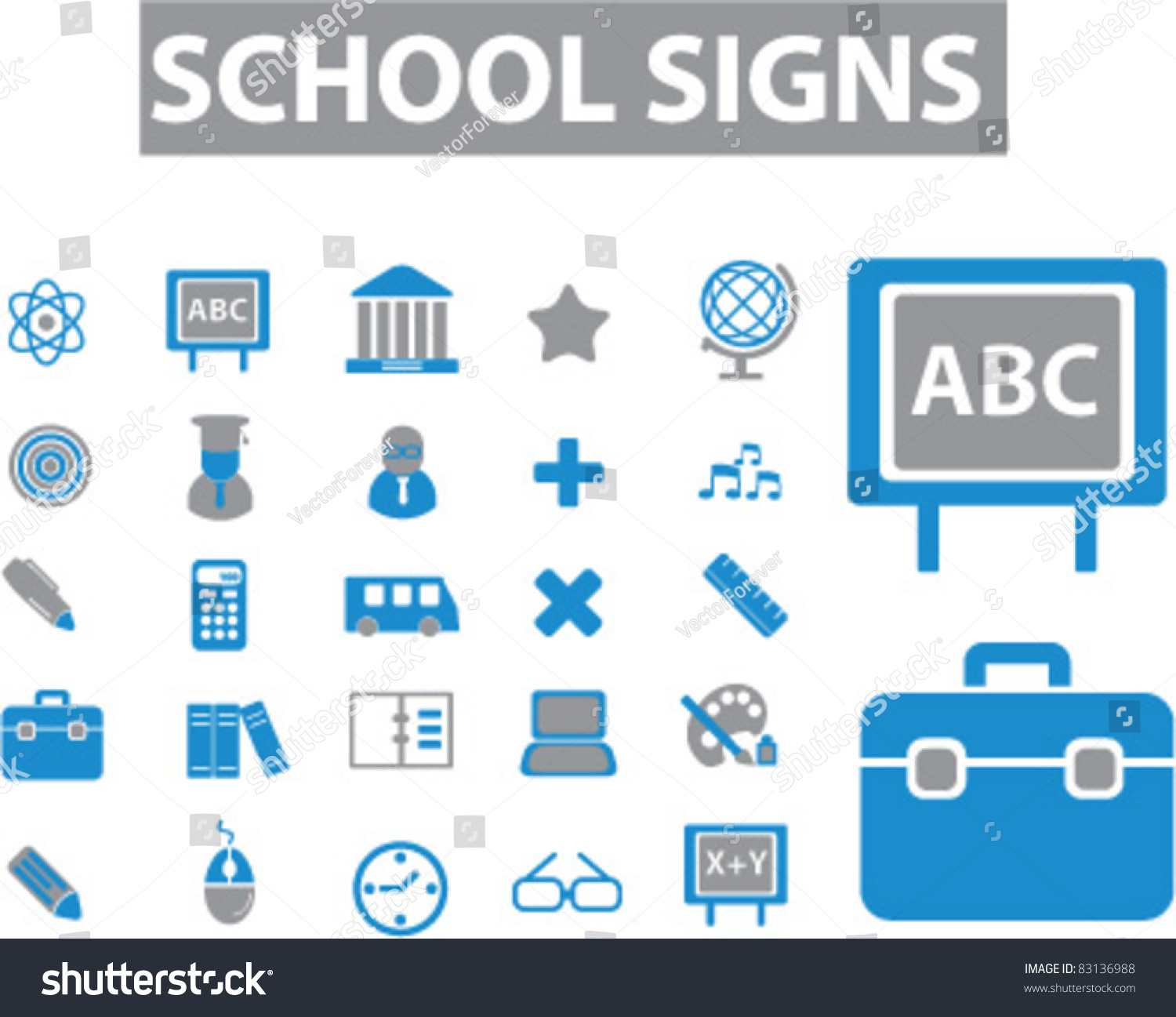 School Icons Signs Vector Illustrations Set: vetor stock (livre de ...