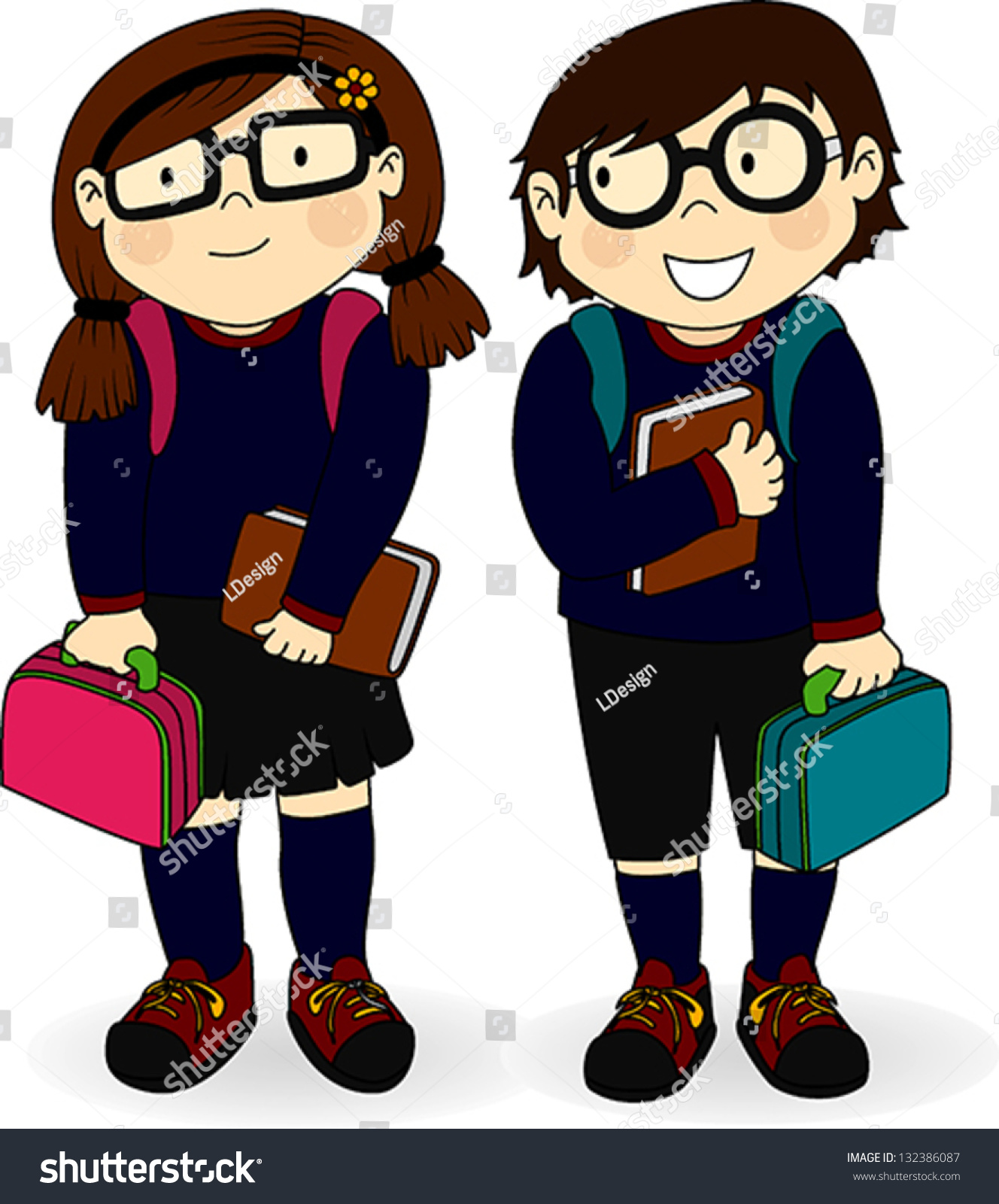 School Kids Vector Illustration: vector de stock (libre de regalías ...
