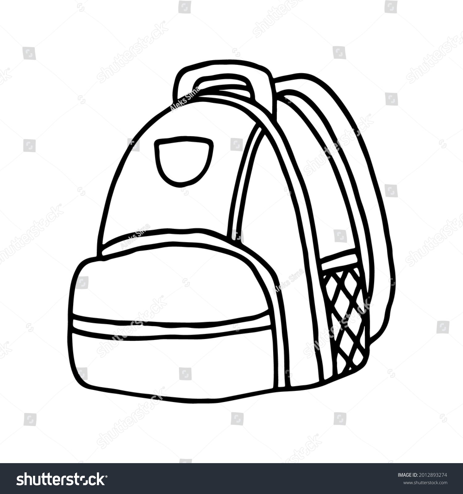 School Knapsack Doodle Hand Drawn Backpack Stock Vector (Royalty Free ...